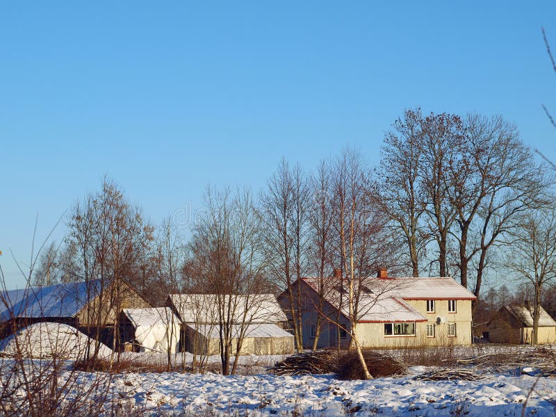 Farm in winter stock image. Image of bush, landscape - 28090893