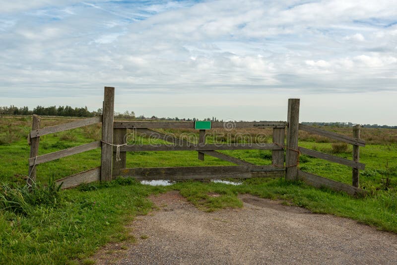 Farm Wooden Gate without a Fence Stock Image - Image of wood, sunny ...