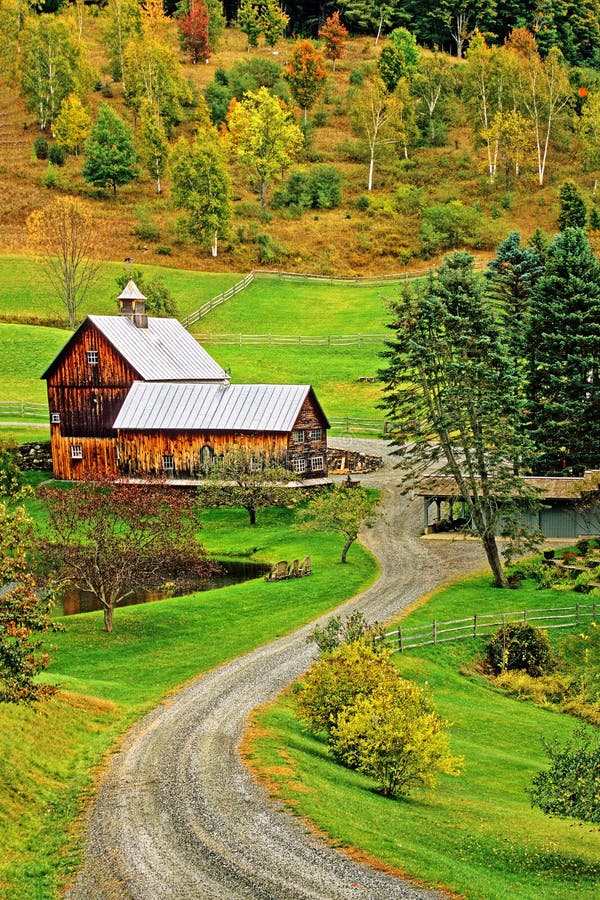 Winding Driveway To Rural Farm in Autumn Color Vermont Stock Photo ...