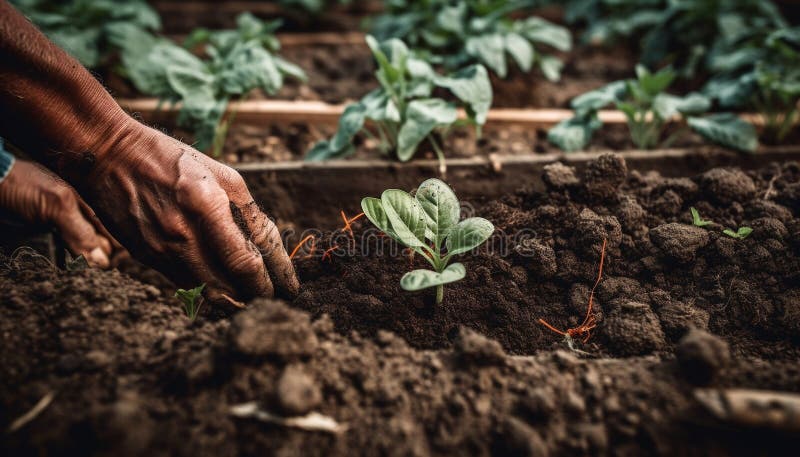 Farm Worker Planting New Life in Greenhouse Generated by AI Stock ...