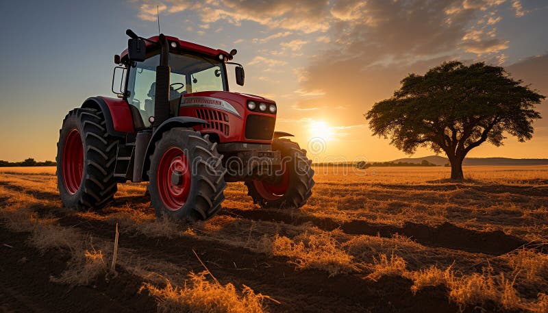Farm Worker Planting Wheat in a Plowed Field Generated by AI Stock ...