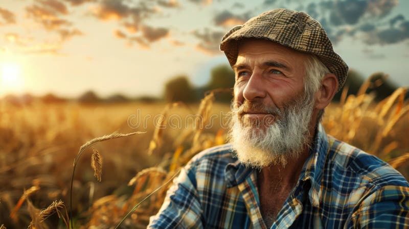 Farm Workers Portrait on the Wheat Field Background Stock Image - Image ...