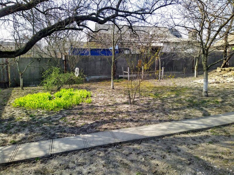 Farm Yard in Rural Countryside at Sunny Spring Day Stock Image - Image ...