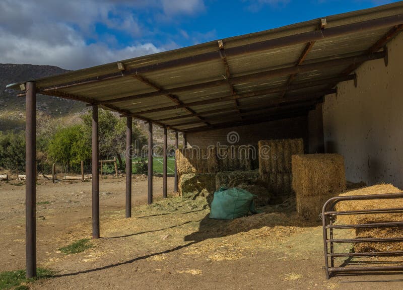 Farm Yard Scene with Bales of Hay Stock Photo - Image of lucerne, farm ...