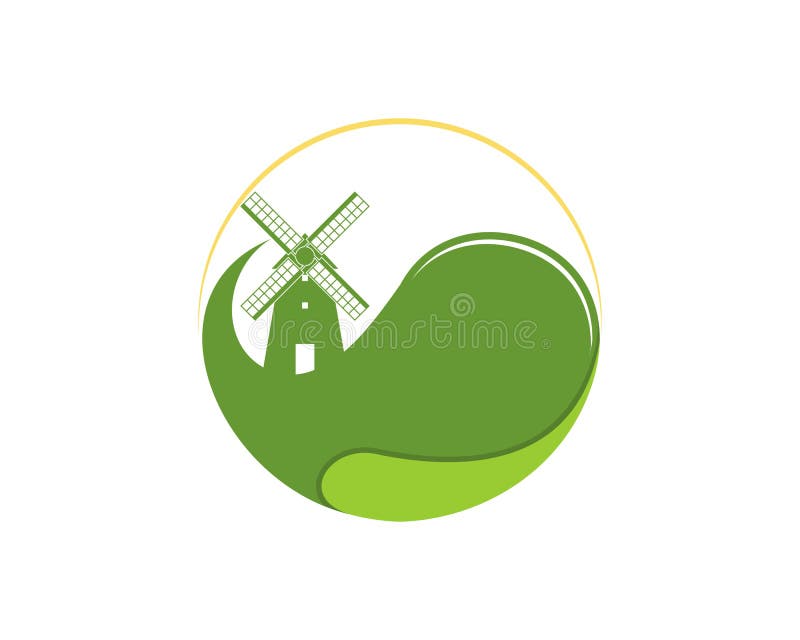 Farm Yard and Windmill with Circle Shape Stock Illustration ...