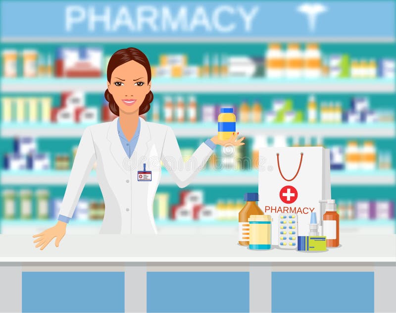 Farmacia O Droguería Interior Moderna Ilustración del Vector ...