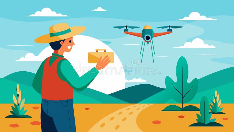 A Farmer Analyzing Aerial Drone Imagery To Identify Areas of Uneven ...