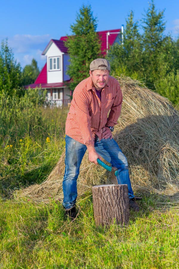 Farmer with an axe stock photo. Image of rural, nature - 60097300