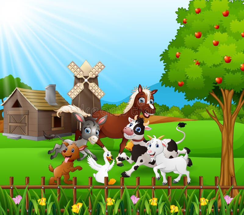 Farmer on the Background of His Farm Stock Vector - Illustration of ...