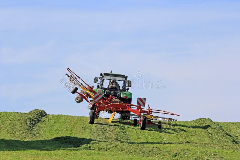A Farmer in Bavaria is Cutting the Hay Stock Image - Image of allgaeu ...