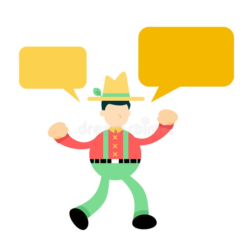 Farmer and Yellow Chat Bubble Sign Cartoon Doodle Flat Design Style ...