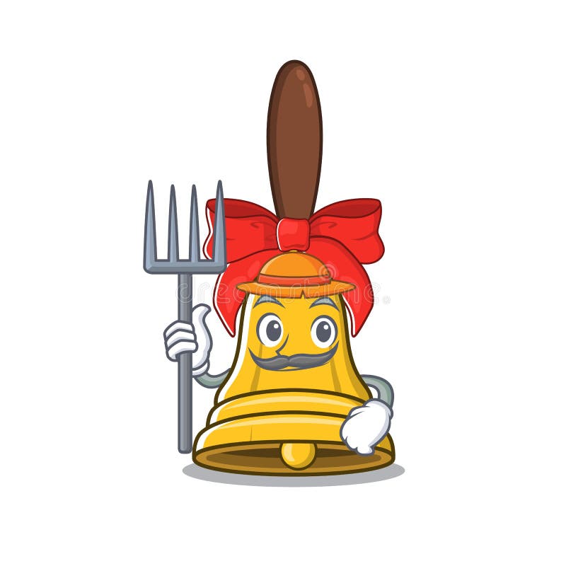 Farmer Christmas Bells Hung on Cartoon Christmas Trees Stock Vector ...