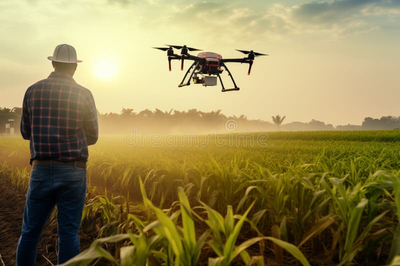 Farmer Controls Sprayer with a Tablet. Smart Farming and Precision ...