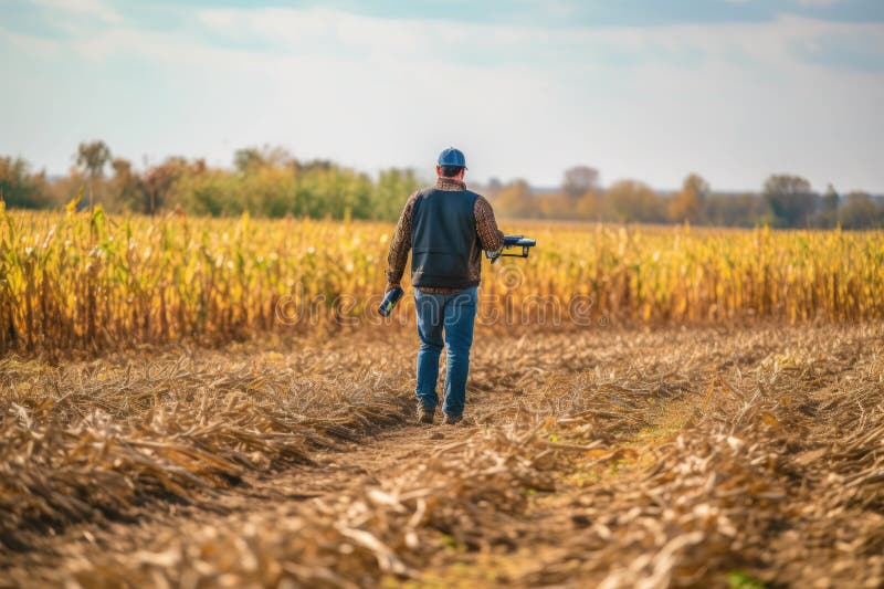 Farmer on the Corn Field Holds the GPS-guided Drone for Mapping ... Farmer on the Corn Field Holds the GPS-guided Drone for Mapping ...