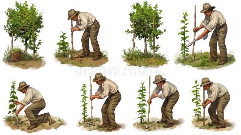 A Farmer Demonstrates the Proper Techniques for Planting and Tending To ...