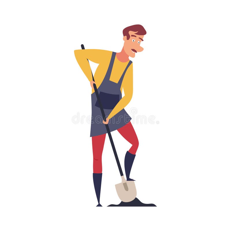 Farmer Digging Up Crop Flat Vector Character. African American Man ...