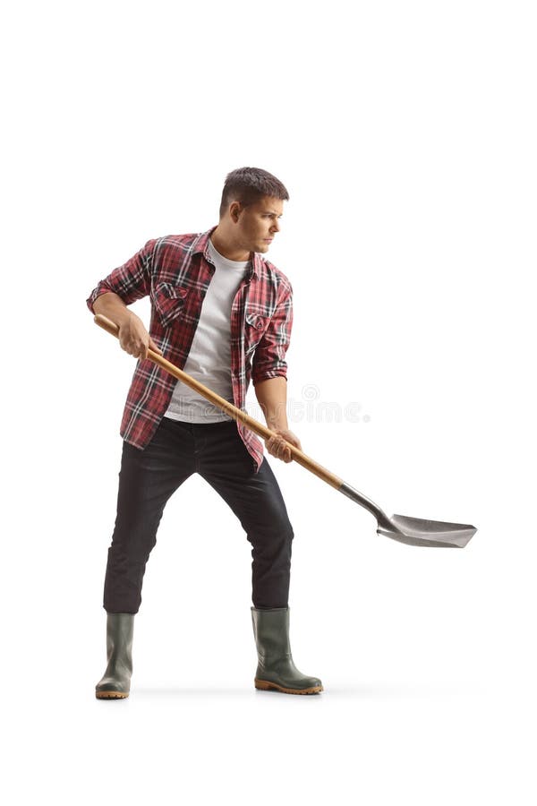 Farmer Digging with a Shovel Stock Image - Image of background ...