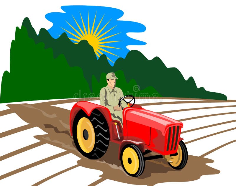 Farmer Driving Vintage Tractor Cartoon Stock Vector - Illustration of ...