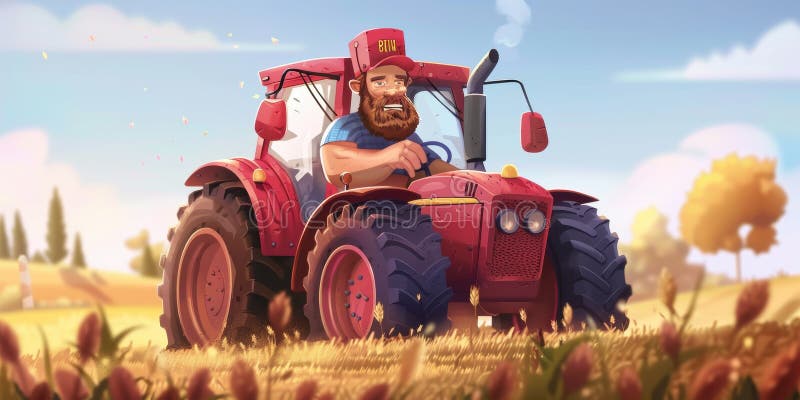Farmer Driving Tractor through Field. Created by Generative Artificial ...