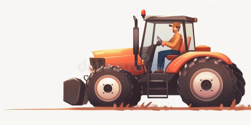 Farmer Driving Tractor Illustration. Created by Generative Artificial ...