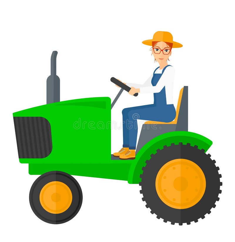 Farmer Driving Tractor Vector Illustration. Stock Vector - Illustration ...