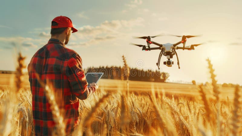 The Farmer with a Drone. AI Generated Stock Photo - Image of soil ...