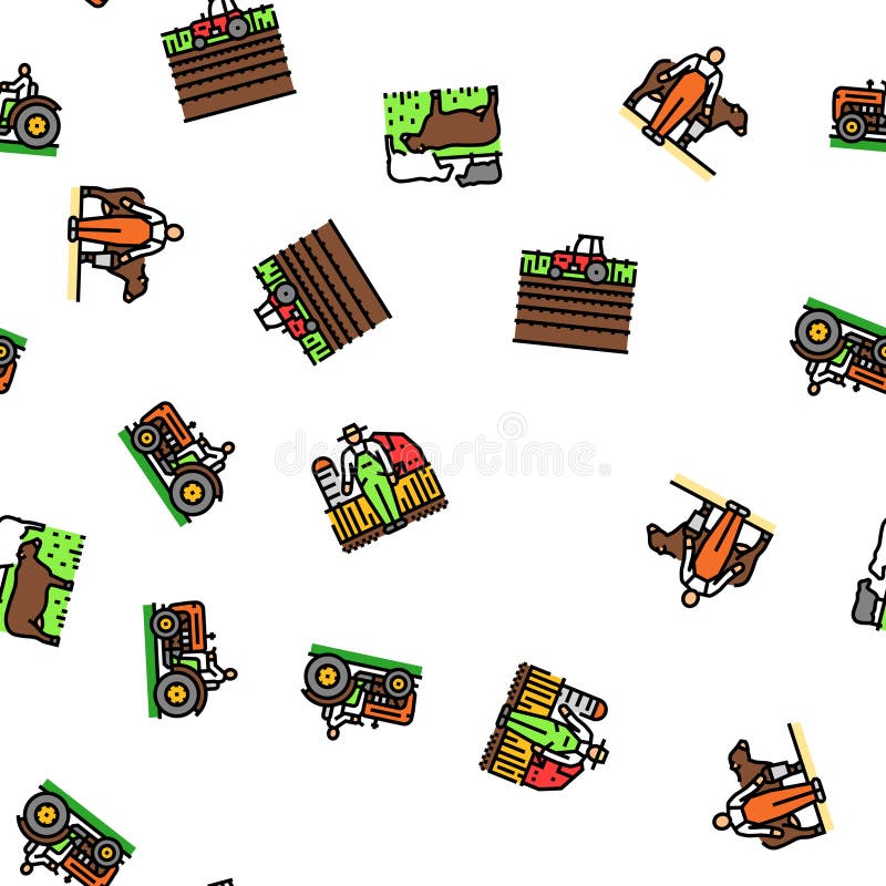 Farmer Farm Agriculture Field Man Seamless Pattern Vector Stock Vector ...
