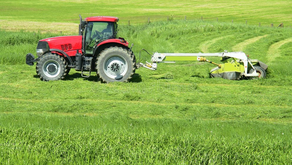 Farmer Farming Tractor Hay stock photo. Image of swath - 5197126