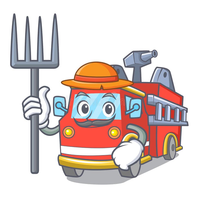 Farmer Fire Truck Character Cartoon Stock Vector - Illustration of ...