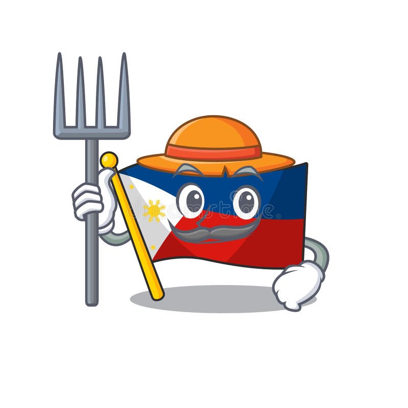 Farmer Flag Philippines Cartoon Character with Hat and Tools Stock ...