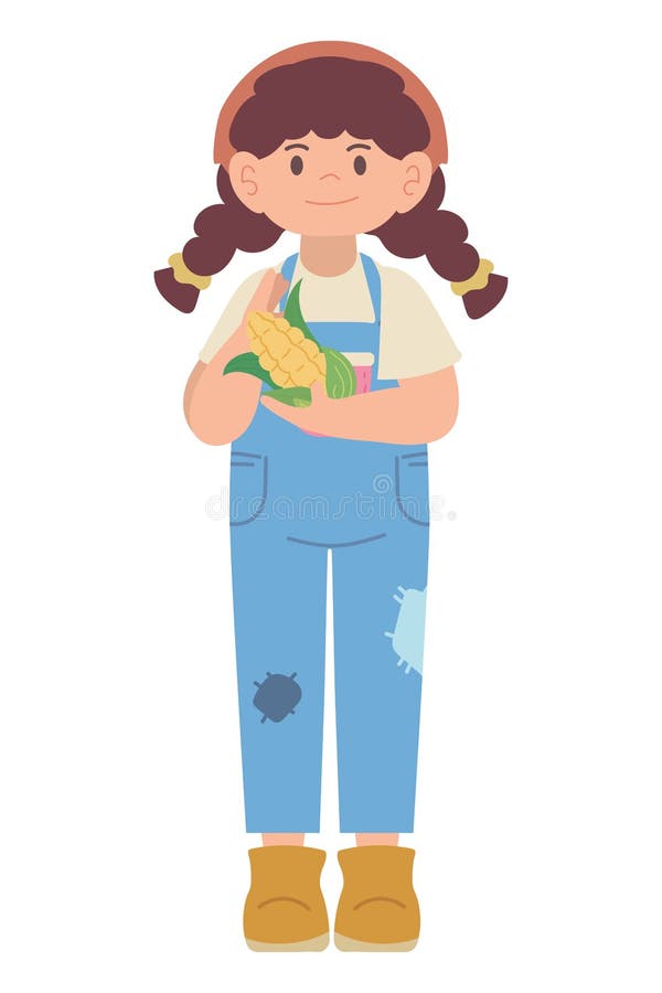Farmer girl with corn stock vector. Illustration of icon - 245010456