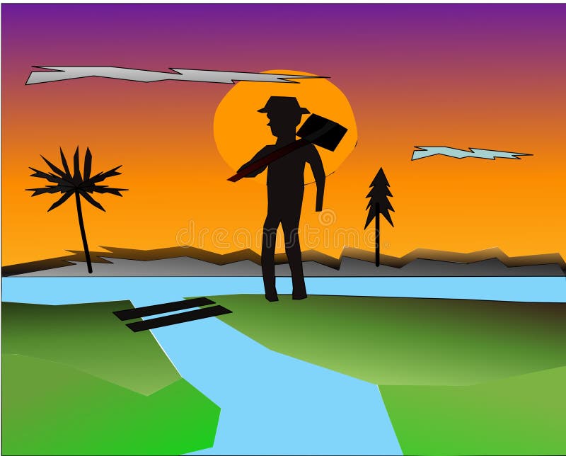 A Farmer Going Home after Doing Activity All Day Long in the Field ...