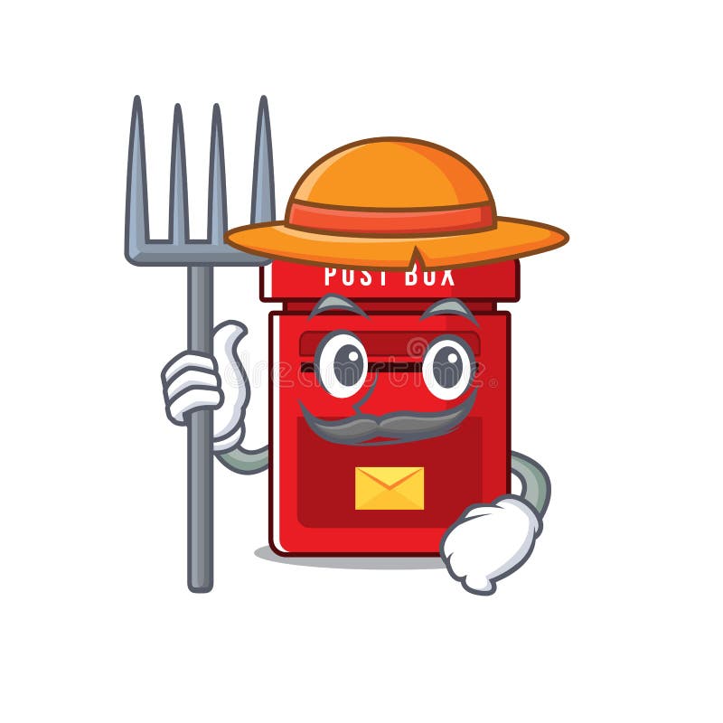 Farmer Happy Mailbox in with Cartoon Cute Stock Vector - Illustration ...