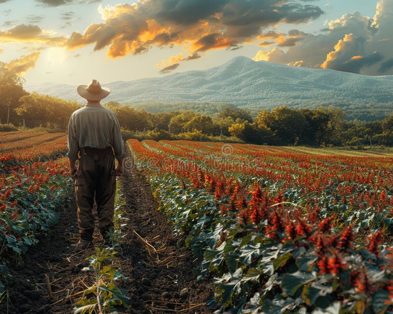 Farmer Harvesting Crops in the Field Stock Image - Image of nature ...