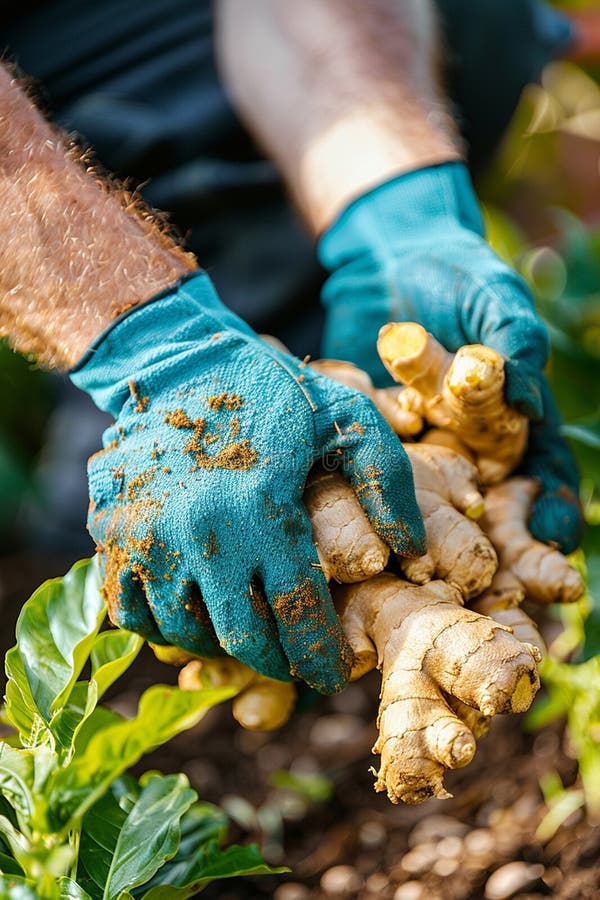 Farmer Harvesting Ginger Crop Close-up Stock Photo - Image of health ...