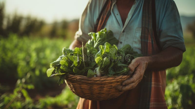 A Farmer Harvests a Fresh Crop of Vegetables Stock Photo - Image of ...