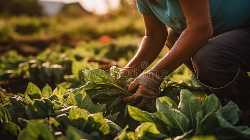A Farmer Harvests a Fresh Crop of Vegetables Stock Image - Image of ...