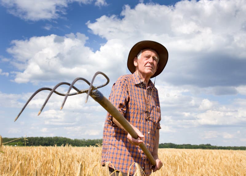 Farmer with hayfork stock image. Image of fork, face - 55821407