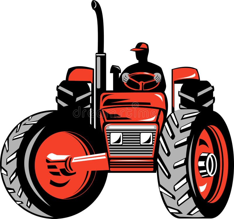 Farmer and his tractor stock vector. Illustration of orange - 6747337