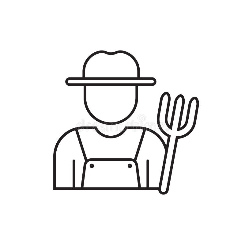 Farmer Icon in Linear Style Stock Vector - Illustration of human ...