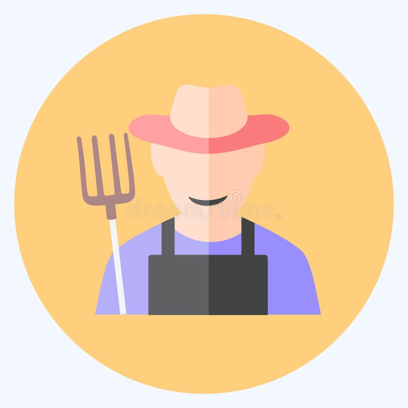 Farmer Icon in Trendy Flat Style Isolated on Soft Blue Background Stock ...