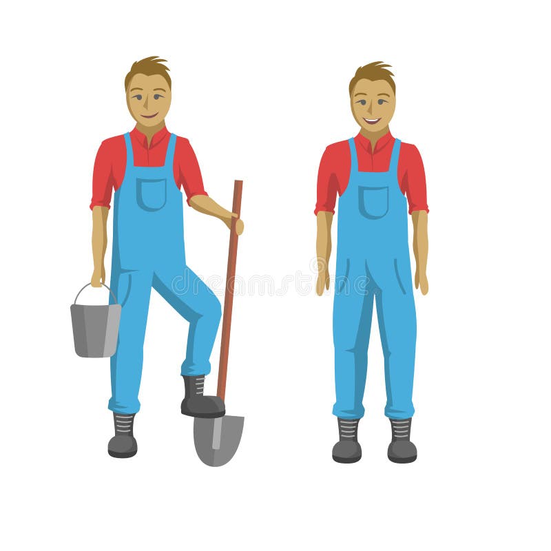 Farmer Illustration Set of Two. Man in Different Poses Stock Vector ...