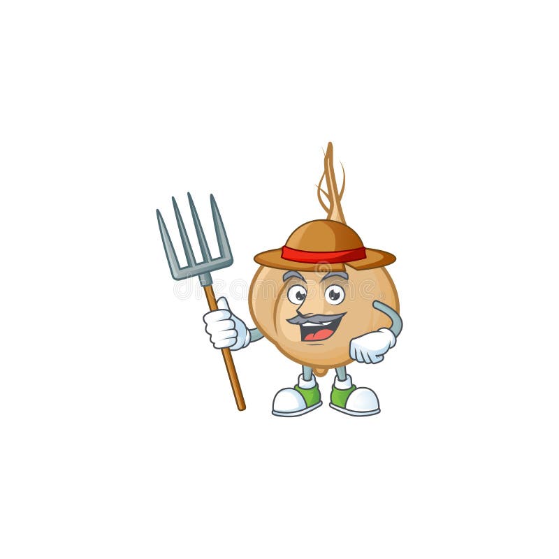 Farmer Jicama Cartoon Character with Hat and Tools Stock Vector ...