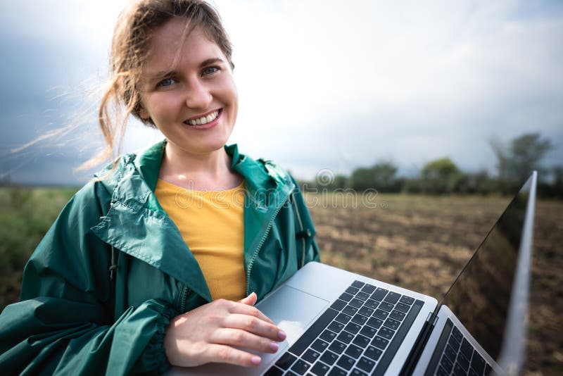 Farmer with Laptop on the Field. Stock Photo - Image of farming ...