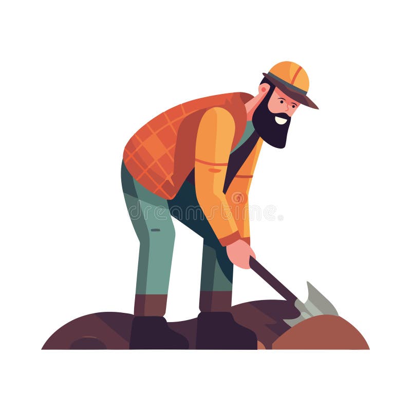 Farmer Man Using Equipment on a Farm Stock Vector - Illustration of ...