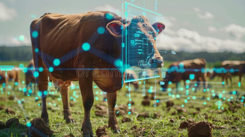 A Farmer Manually Inputs Data into a Computer Recording Each Animals ...
