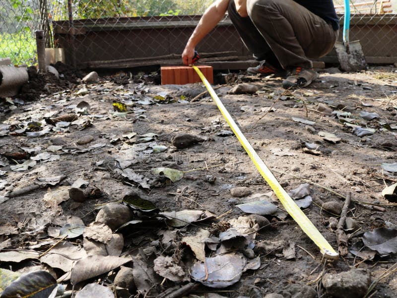 Farmer Measures the Distance in the Paddock Stock Photo - Image of ...