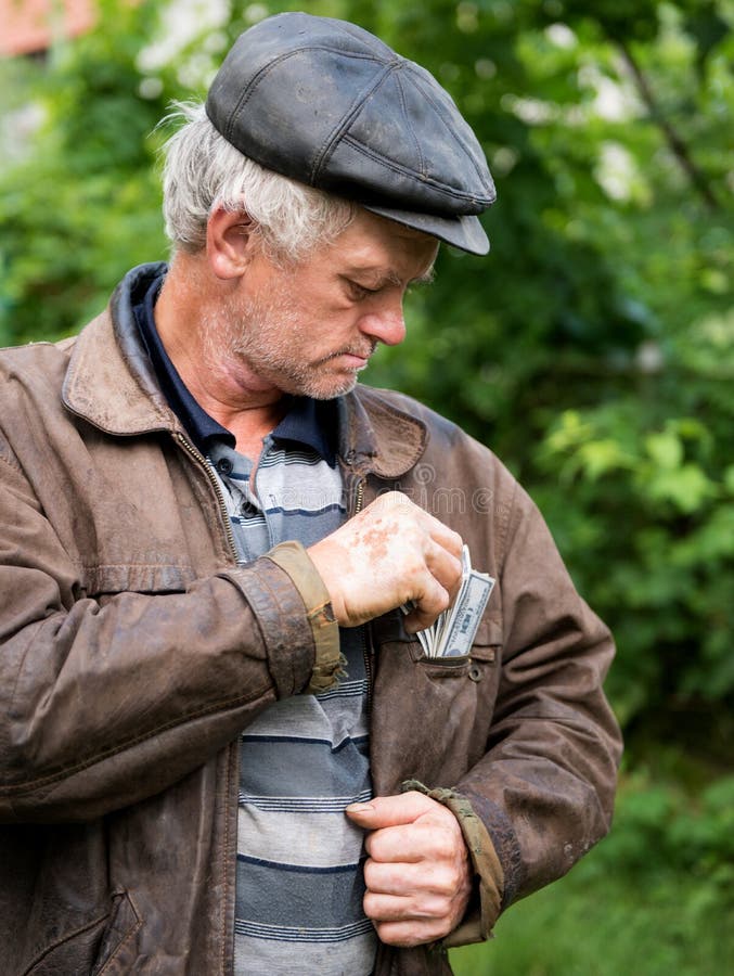The Farmer with Money in His Jacket Stock Photo - Image of bank, bills ...