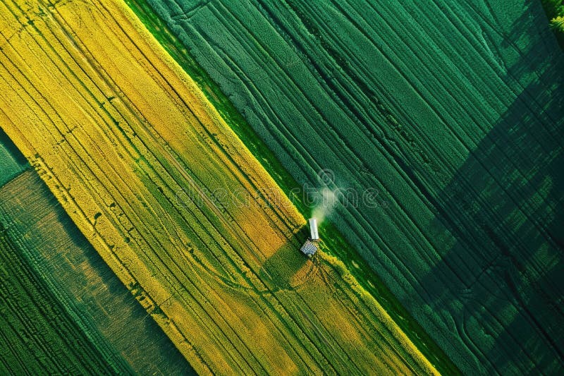 A Farmer Overseeing Operations on Vast Farmland Stock Illustration ...