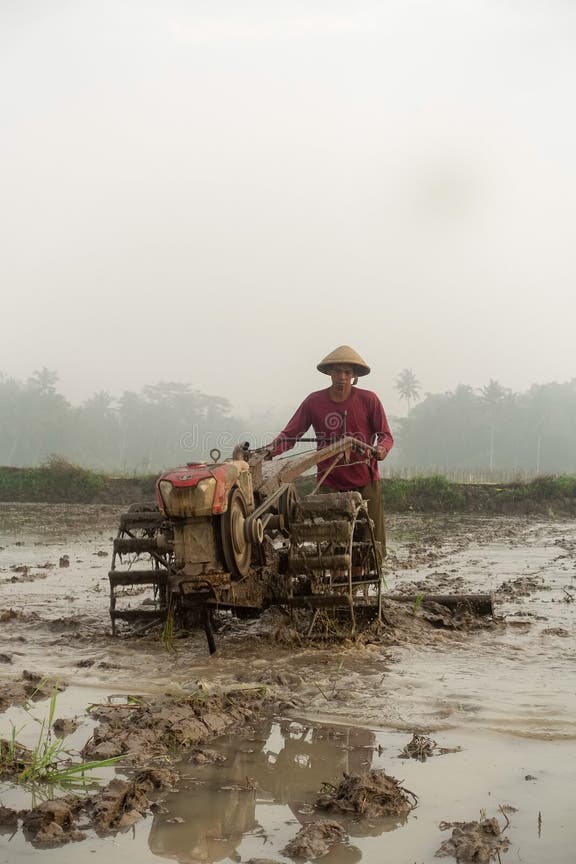 A Farmer Plowing the Field Using Tractor Machine. Editorial Stock Image ...